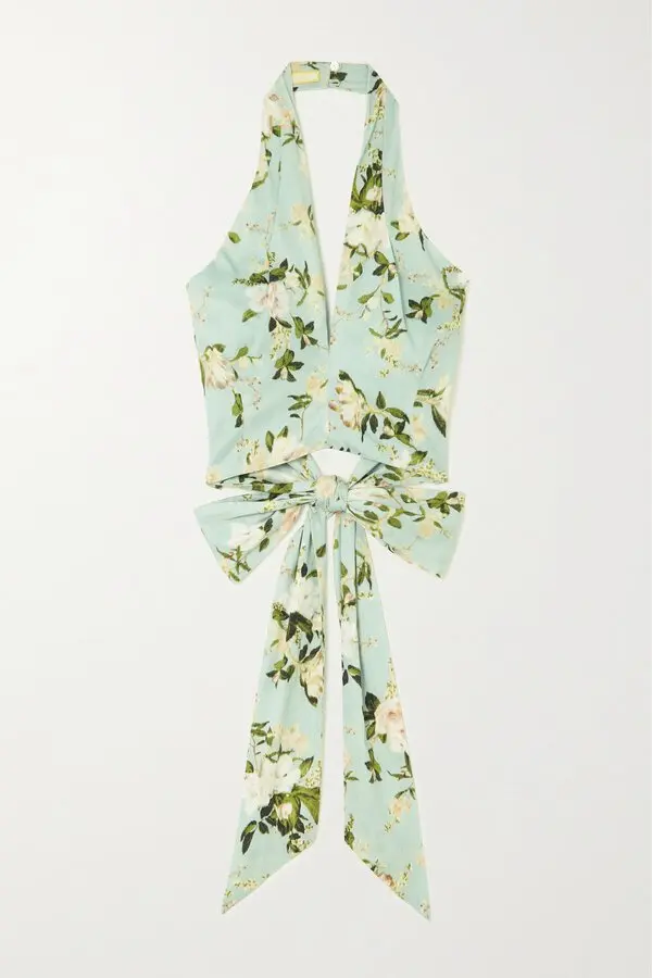 Erdem Luna Cropped Halterneck Top - Green