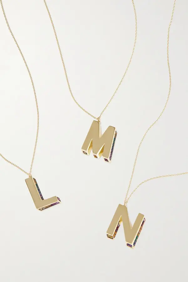 CHARMS COMPANY Initials 14-karat Sapphire Necklace - Gold