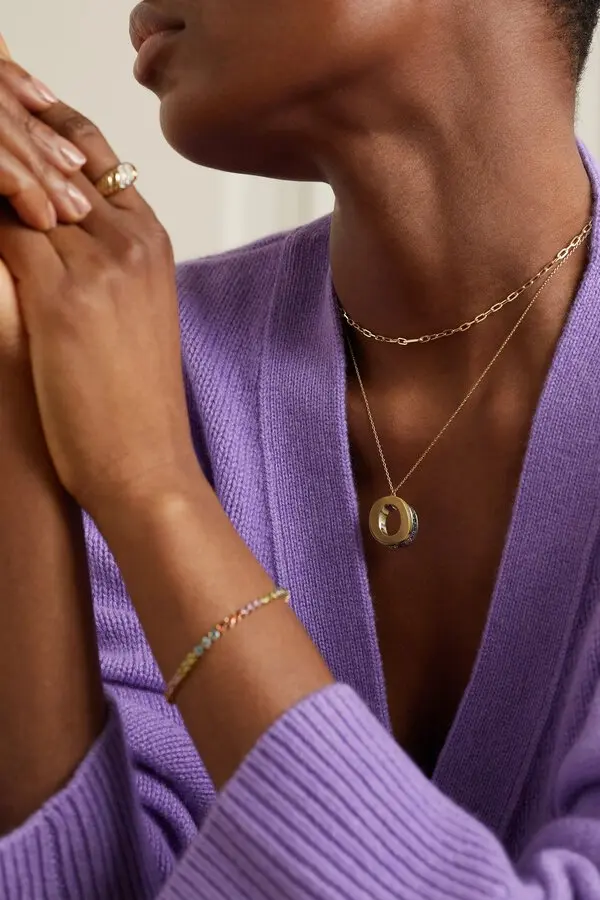 CHARMS COMPANY Initials 14-karat Sapphire Necklace