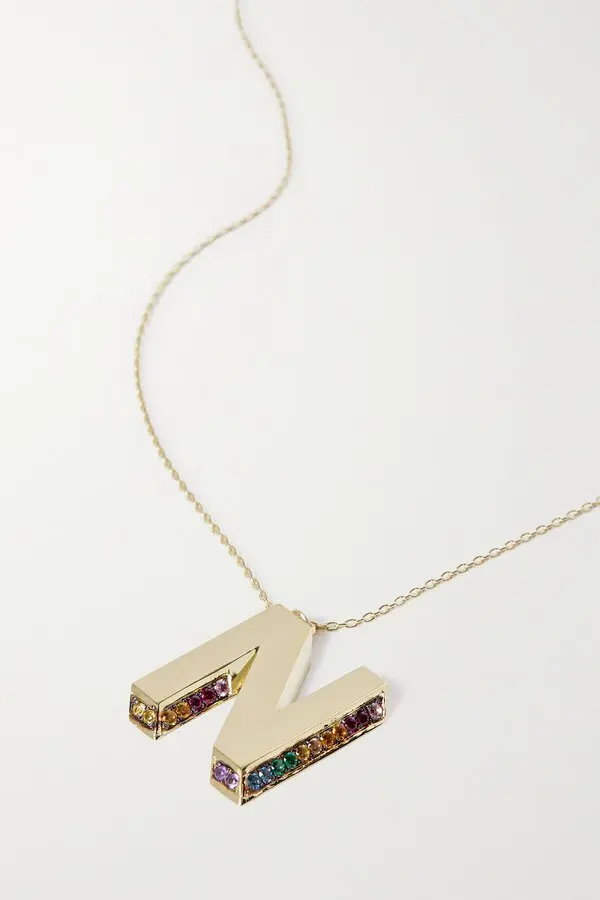 CHARMS COMPANY Initials 14-karat Sapphire Necklace