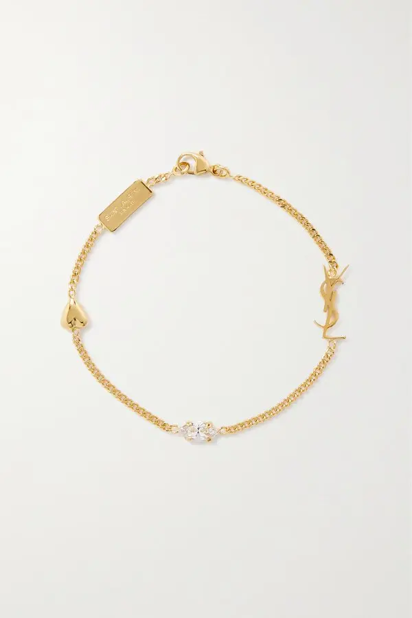 Saint Laurent Crystal-embellished Bracelet - Gold