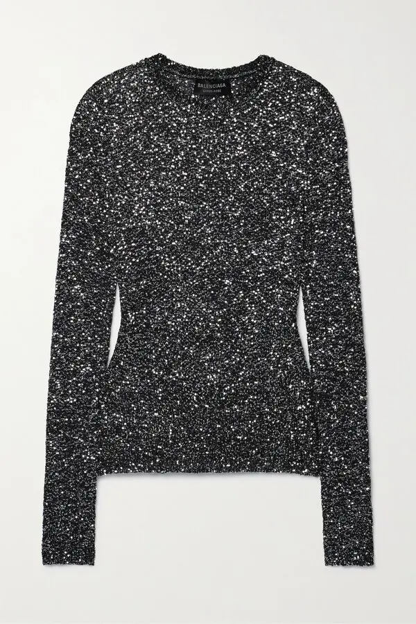 Balenciaga Sequined Stretch-knit Sweater