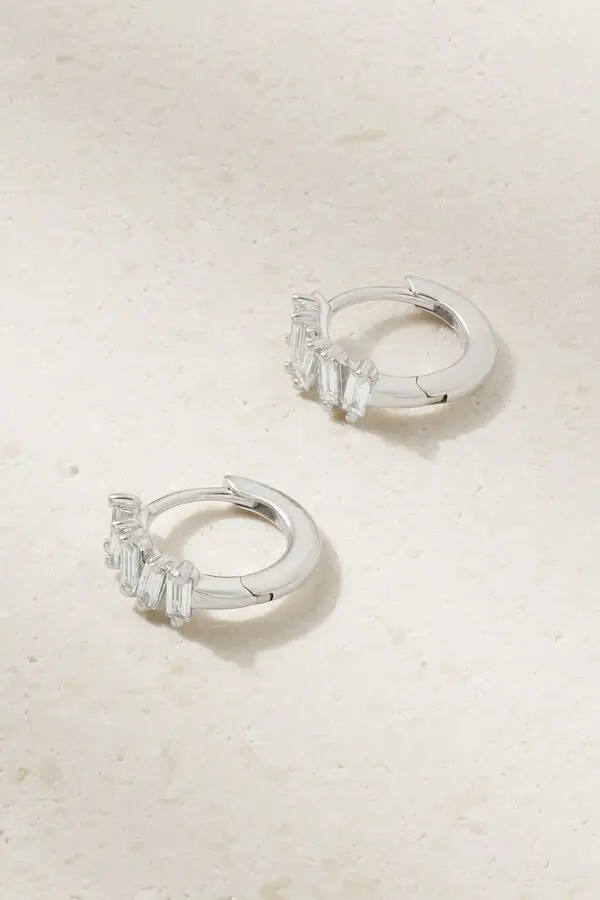 SUZANNE KALAN 18-karat White Diamond Hoop Earrings - Gold