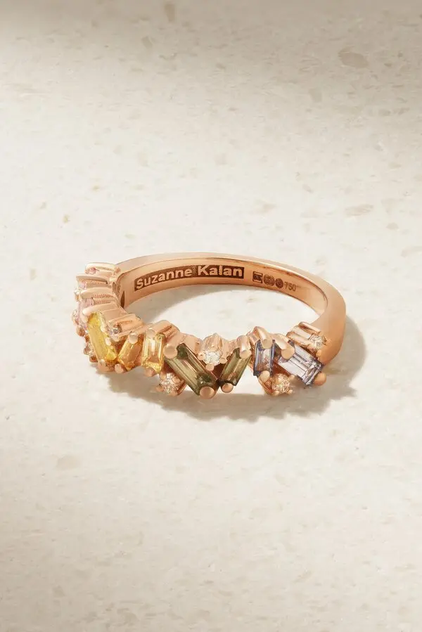 SUZANNE KALAN 18-karat Rose Diamond And Sapphire Ring - Gold