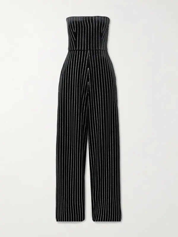 Alex Perry Crystal-embellished Velvet Jumpsuit - Black