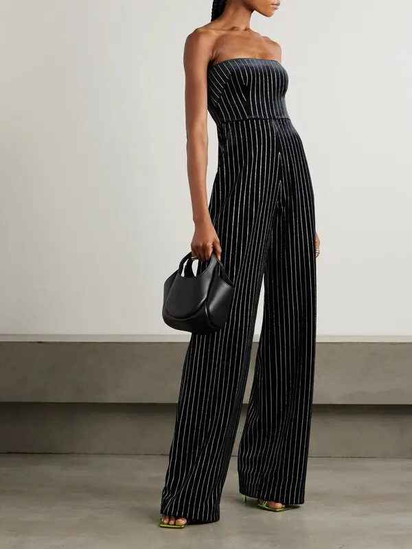 Alex Perry Crystal-embellished Velvet Jumpsuit