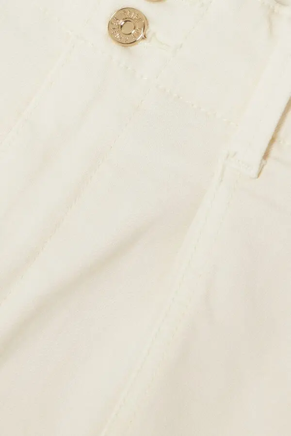 Paige Brooklyn Pleated Stretch-denim Shorts