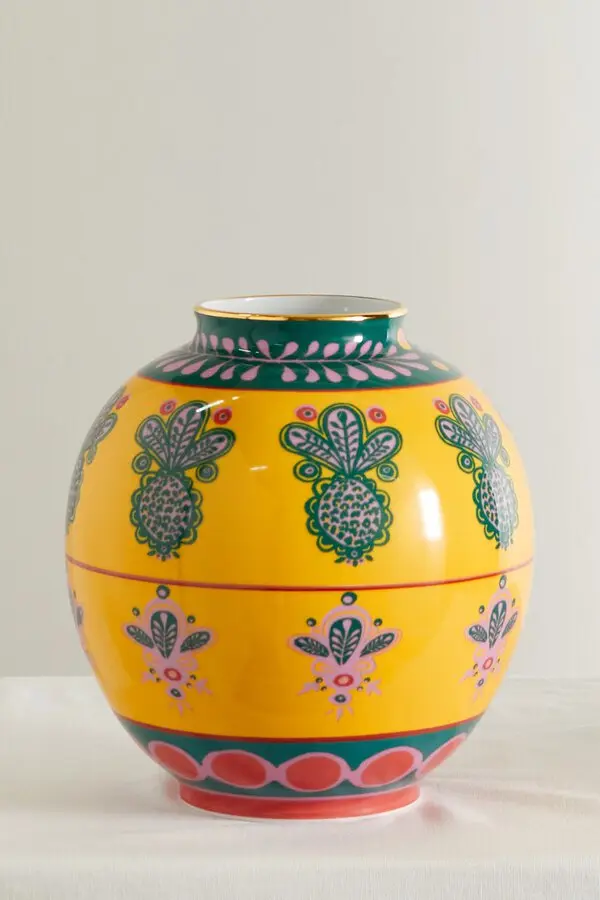 La DoubleJ Bubble Gold-plated Porcelain Vase - Yellow