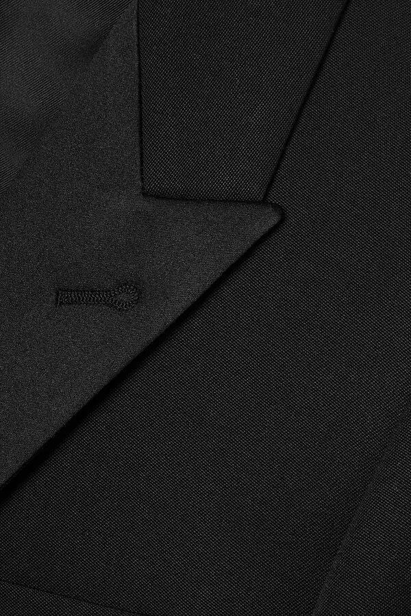 Saint Laurent Tube Satin-trimmed Grain De Poudre Wool Blazer