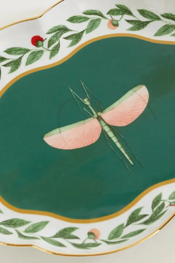 La DoubleJ Tea For Two Gold-plated Porcelain Tray