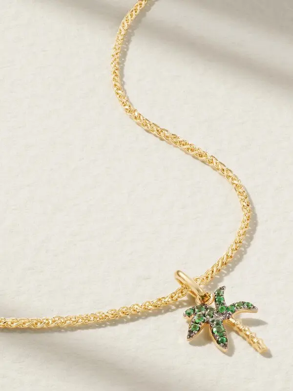 Yvonne Léon 18-karat Tsavorite Palm Tree Necklace - Gold