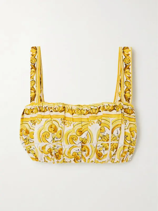 Dolce & Gabbana Maiolica Cropped Cotton-poplin Top