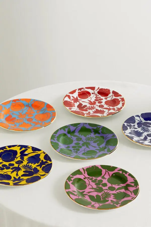 La DoubleJ Set Of Six Dessert Plates - Orange