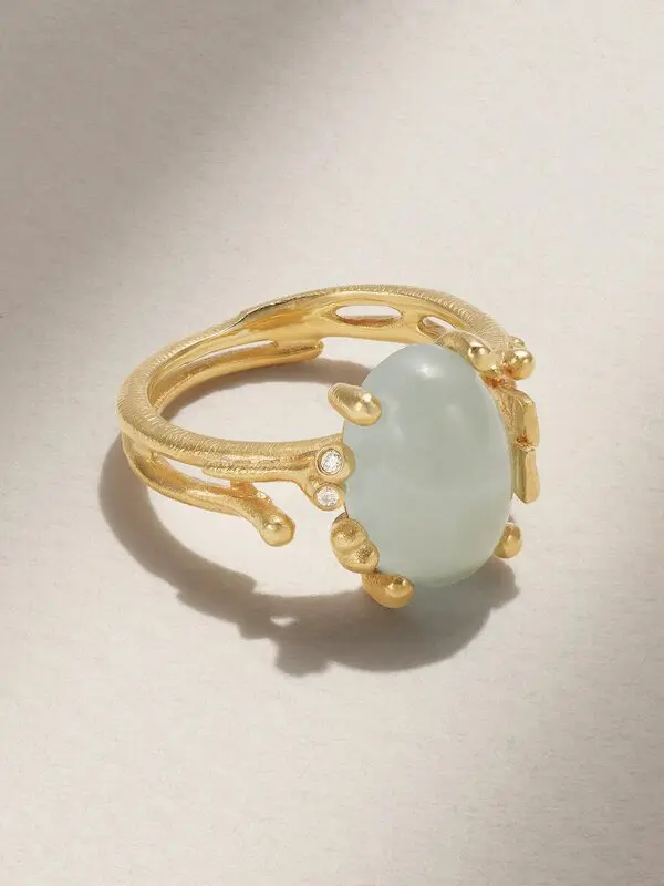 OLE LYNGGAARD COPENHAGEN Boho Aquamarine And Diamond Ring - Gold