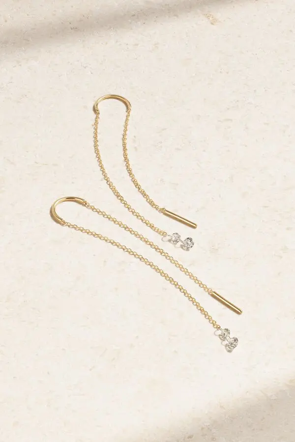 Mizuki 14-karat Diamond Dangle Earrings - Gold