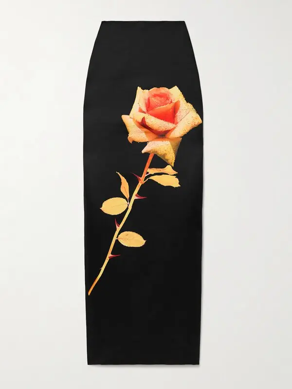 David Koma Floral-print Maxi Skirt - Black