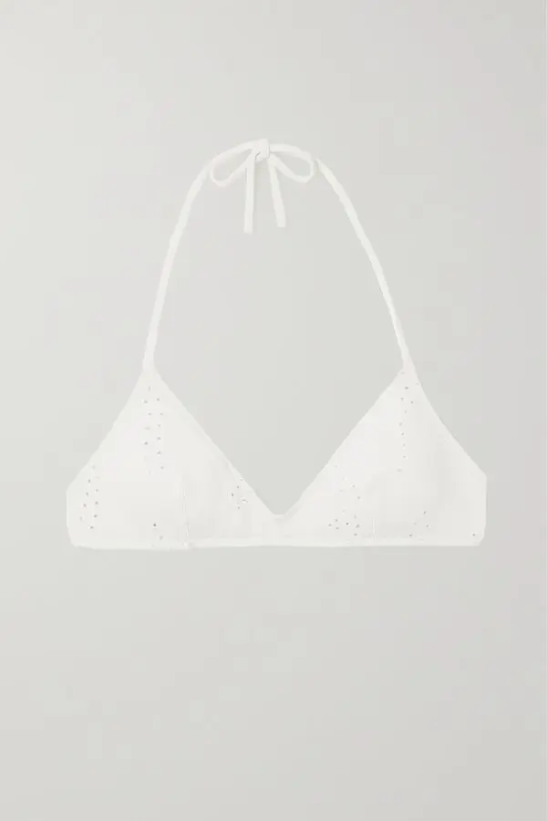 Chloé Eres Broderie Anglaise Halterneck Bikini Top
