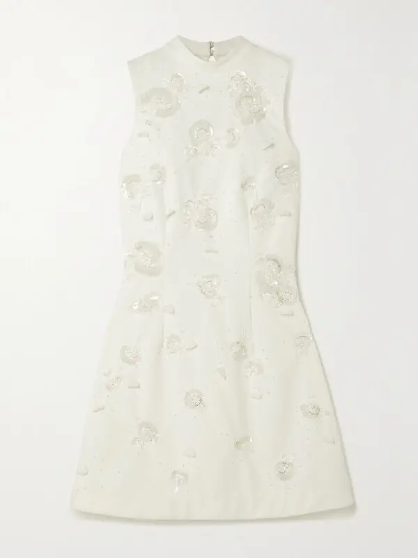 CLIO PEPPIATT Embellished Stretch-crepe Mini Dress