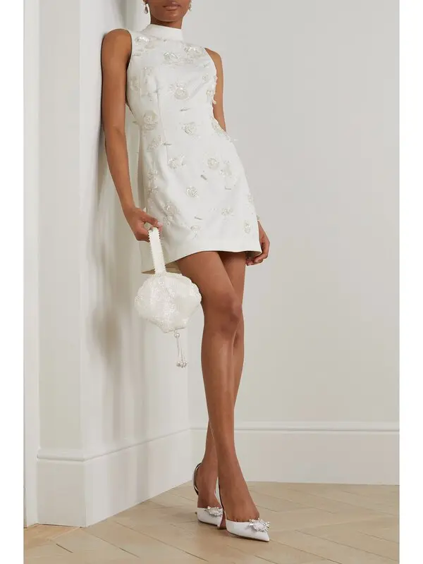CLIO PEPPIATT Embellished Stretch-crepe Mini Dress