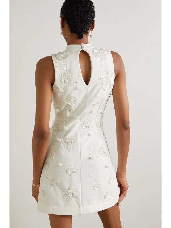 CLIO PEPPIATT Embellished Stretch-crepe Mini Dress
