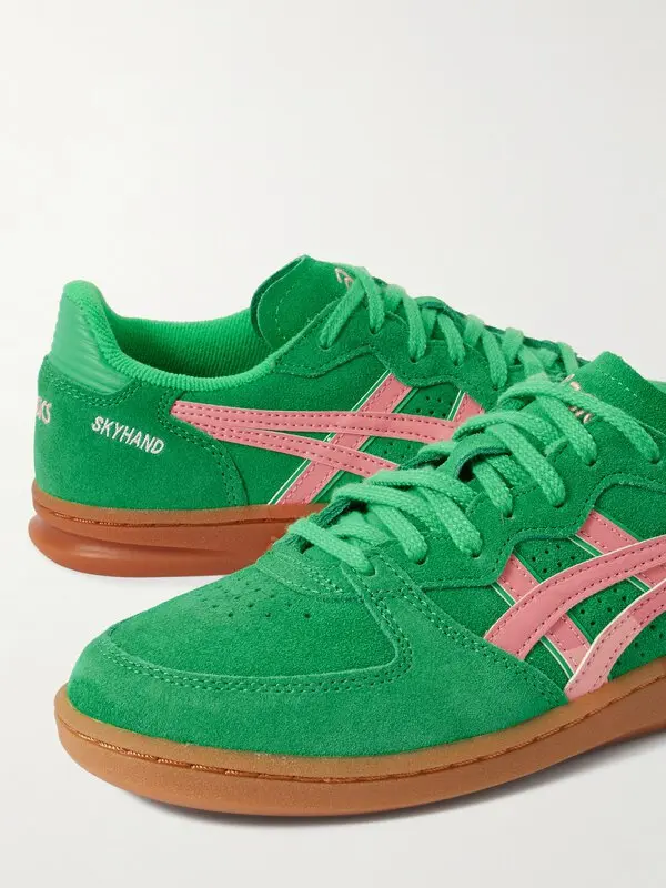 Asics Skyhand Og Leather-trimmed Sneakers - Green