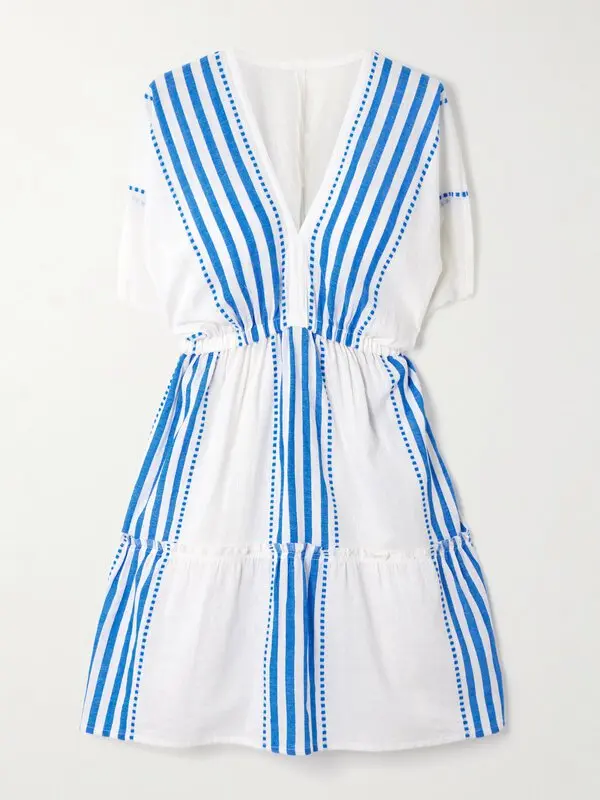 LEMLEM Alem Striped Cotton-blend Mini Dress - Blue