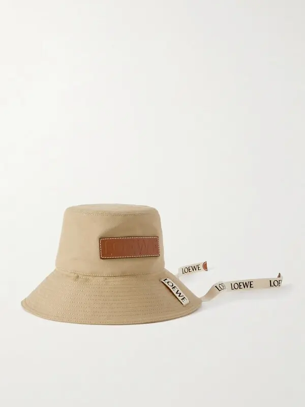 Loewe Appliquéd Cotton-canvas Bucket Hat - Neutrals