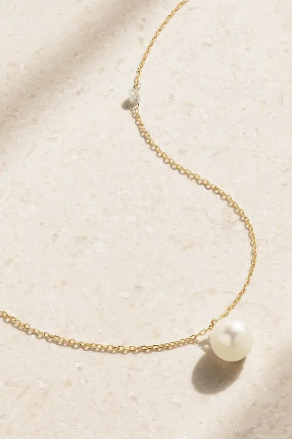 Mizuki 14-karat Pearl And Diamond Necklace - Gold