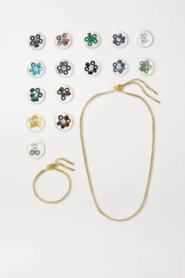 Carolina Bucci 18-karat Lurex Bracelet And Necklace Kit With Multi-stone Charms - Gold