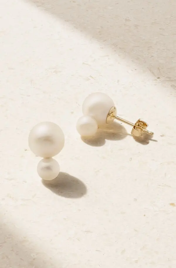 Mizuki 14-karat Pearl Stud Earrings - Gold