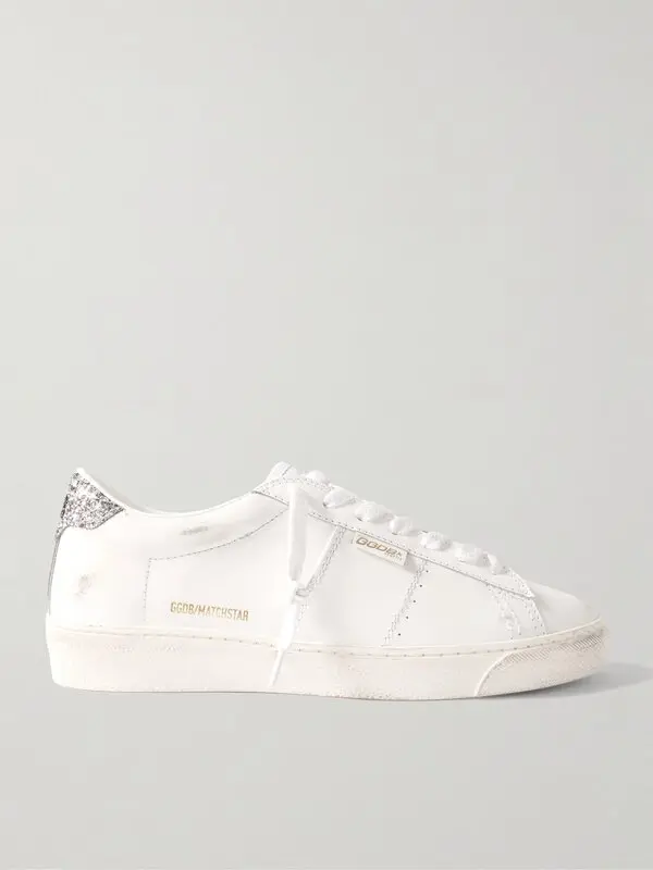 GOLDEN GOOSE Matchstar Distressed Glittered Leather Sneakers