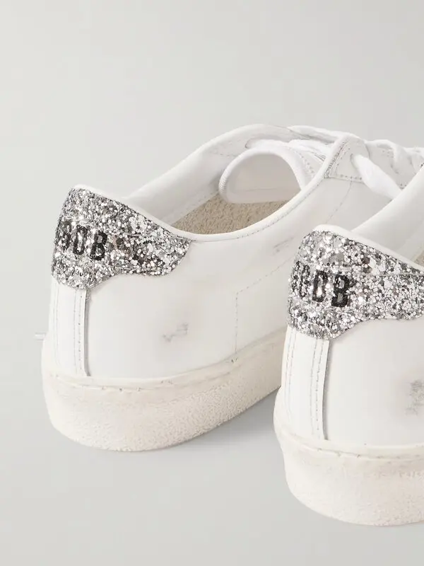 GOLDEN GOOSE Matchstar Distressed Glittered Leather Sneakers