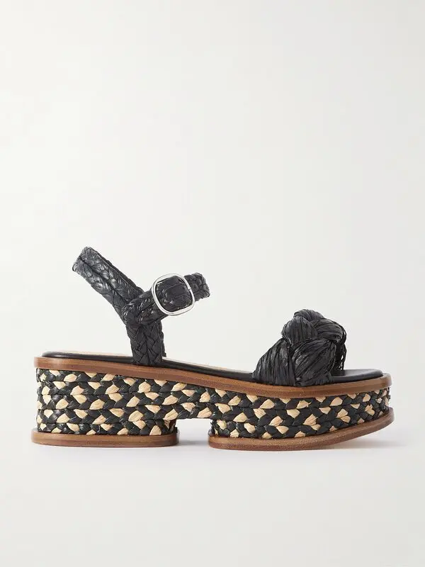 Gabriela Hearst Michael Braided Raffia Sandals - Black