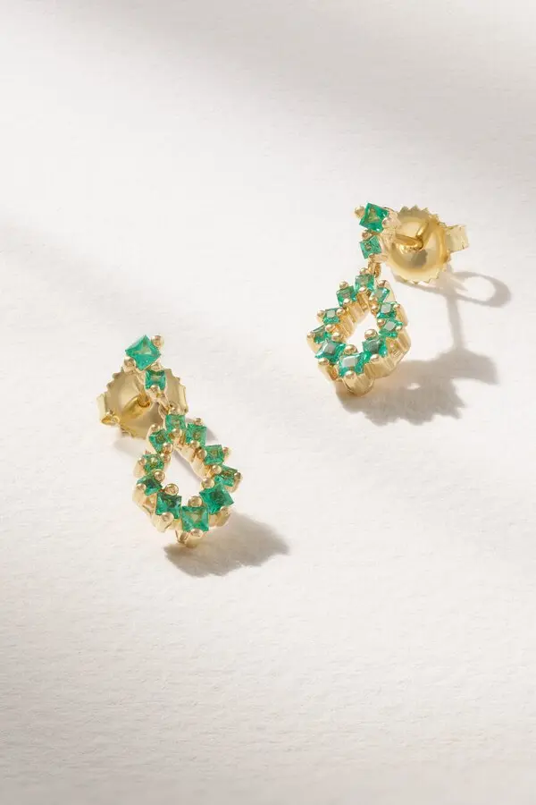 SUZANNE KALAN 18-karat Emerald Drop Earrings - Gold