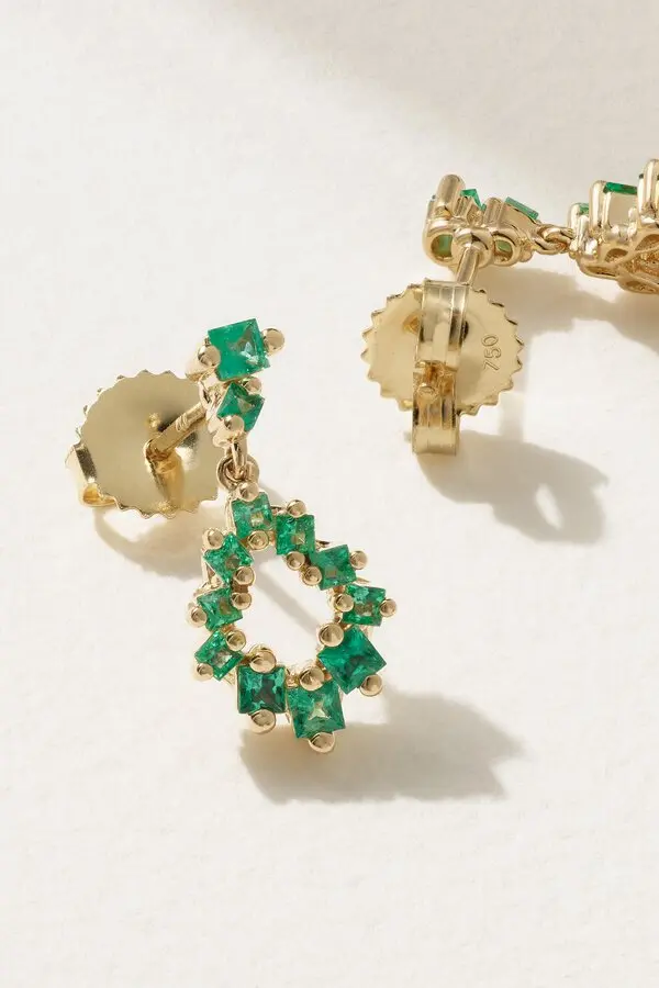 SUZANNE KALAN 18-karat Emerald Drop Earrings