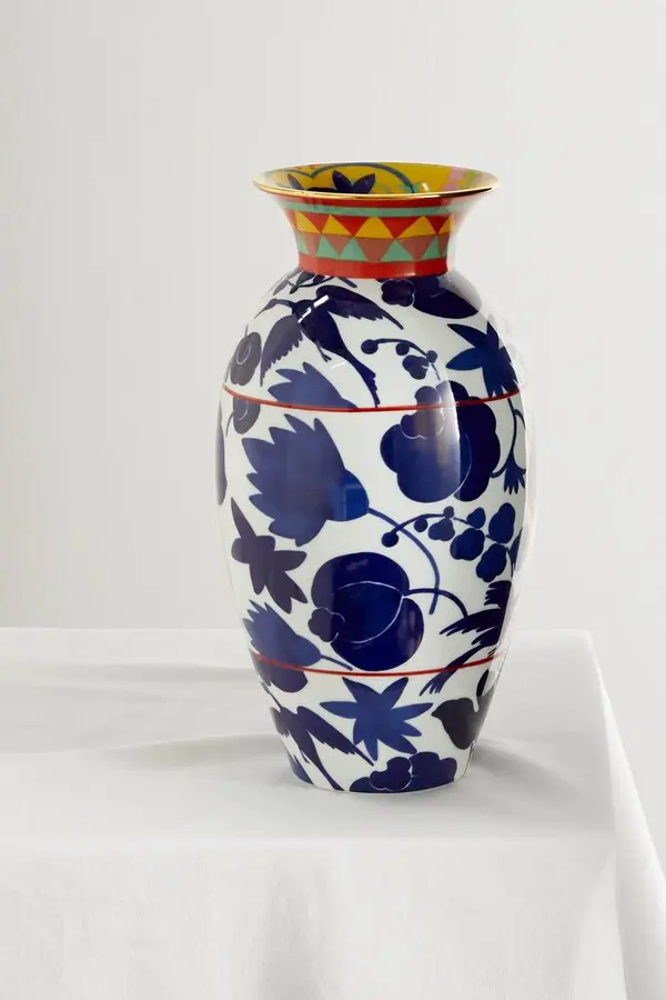 La DoubleJ Amphora Gold-plated Porcelain Vase - Blue