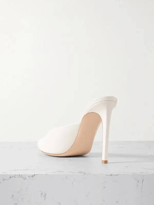 GIANVITO ROSSI Nuit 95 Leather Mules - Off-white