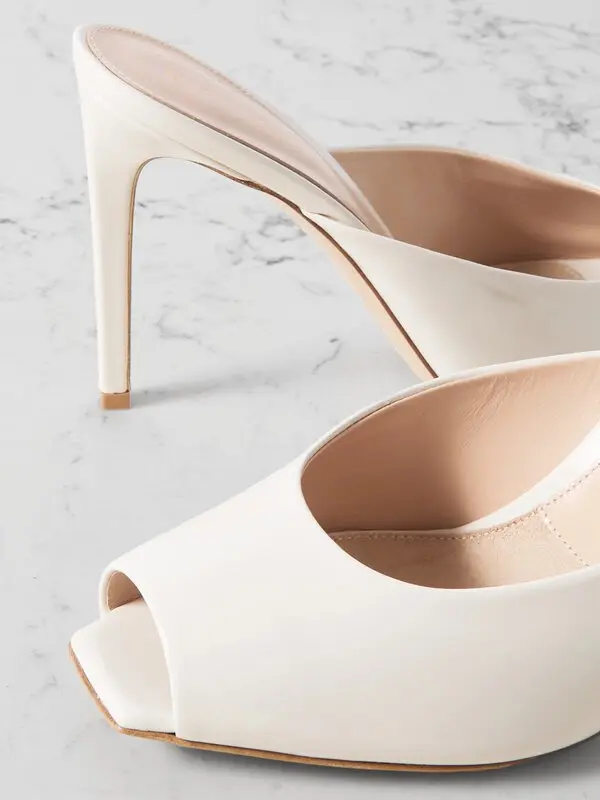 GIANVITO ROSSI Nuit 95 Leather Mules - Off-white