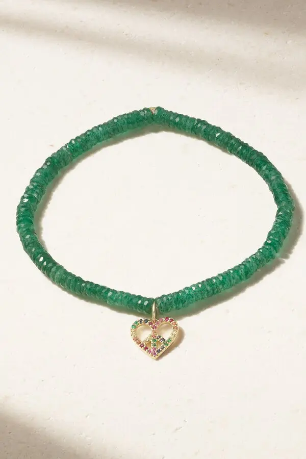 SYDNEY EVAN Small Peace Heart Multi-stone Bracelet - Gold