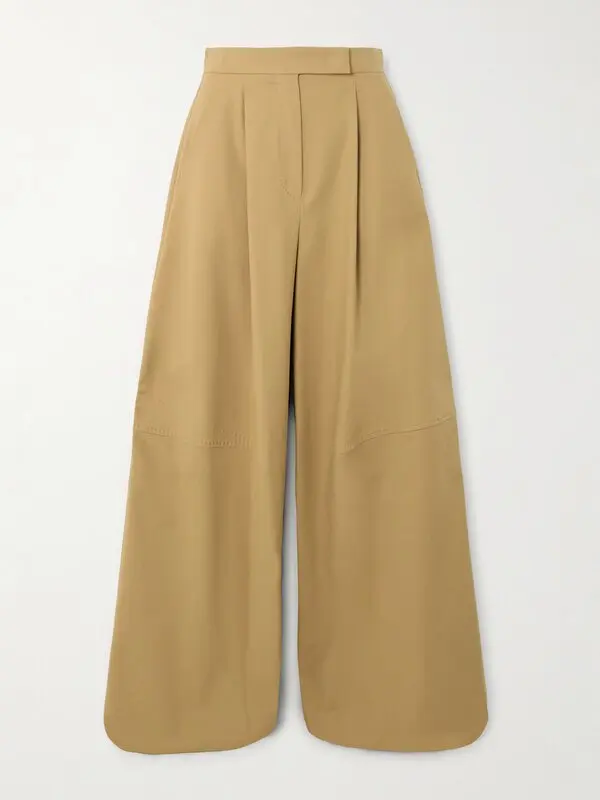 Max Mara Avoriaz Pleated Cotton-blend Wide-leg Trousers