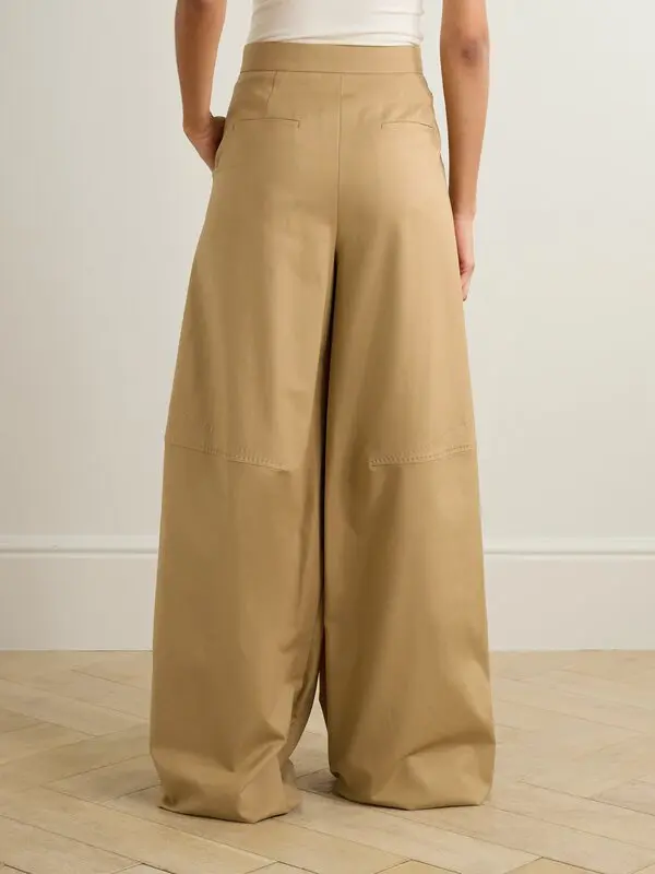 Max Mara Avoriaz Pleated Cotton-blend Wide-leg Trousers