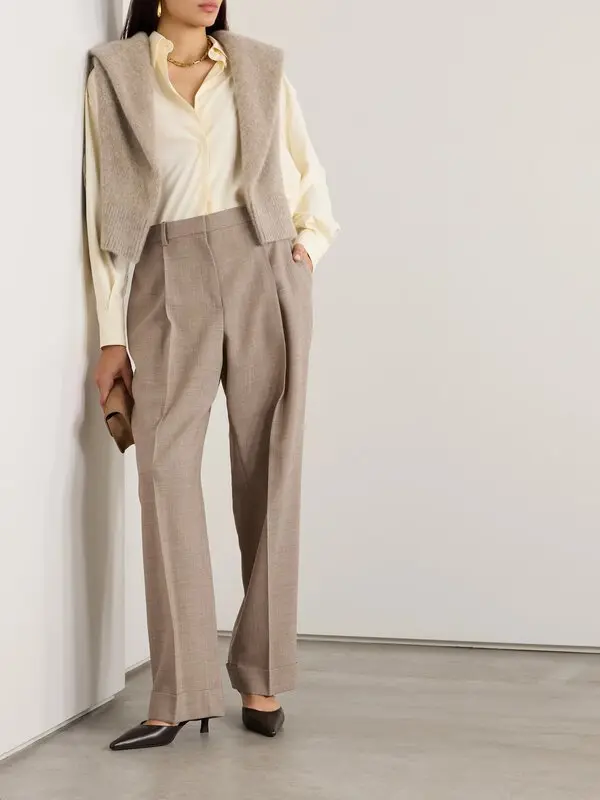 THE ROW Tor Pleated Grain De Poudre Wool Pants