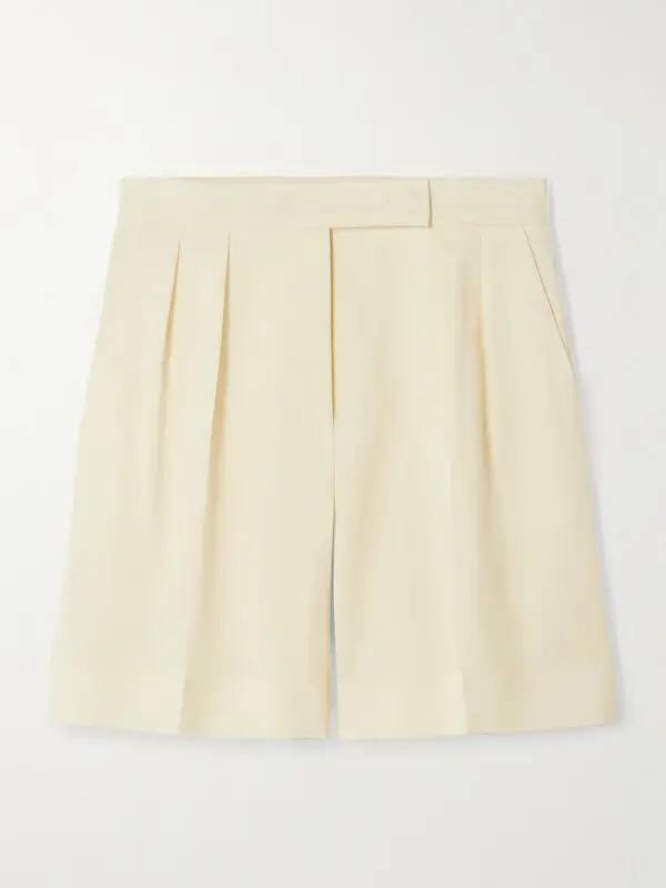 Max Mara Priamo Pleated Silk Shorts - White