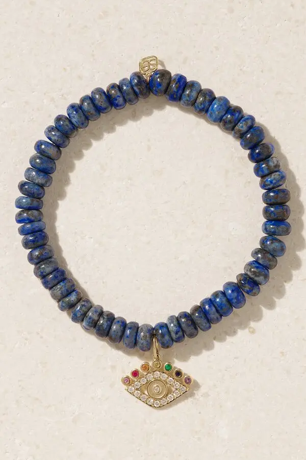 SYDNEY EVAN Evil Eye 14-karat Multi-stone Bracelet - Gold