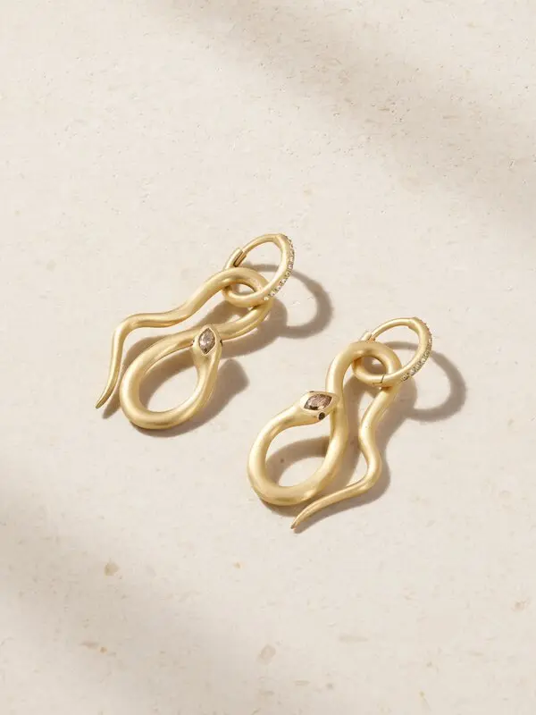Ileana Makri Jungle Snake 18-karat Diamond Hoop Earrings - Gold