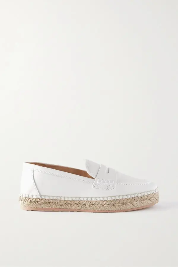 GIANVITO ROSSI Leather Espadrille Loafers - White