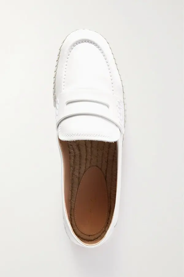 GIANVITO ROSSI Leather Espadrille Loafers - White