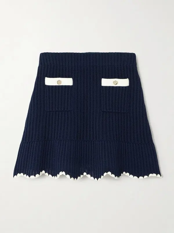 SELF-PORTRAIT Knitted Mini Skirt - Blue