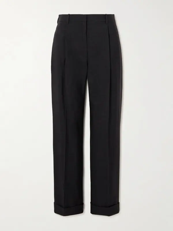THE ROW Tor Pleated Grain De Poudre Wool Trousers