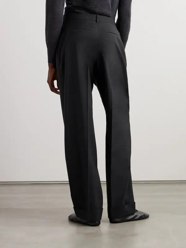 THE ROW Tor Pleated Grain De Poudre Wool Trousers